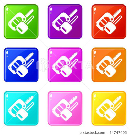 Auto key icons set 9 color collection - Stock Illustration [54747493 ...