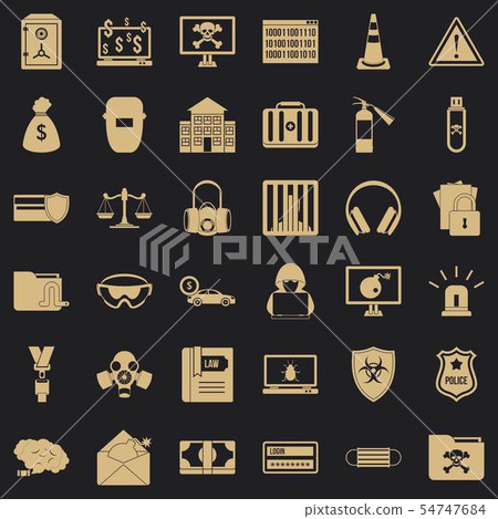 Computer crime icons set, simple style - Stock Illustration [54747684 ...