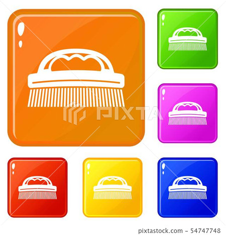 Cleaning brush icons set vector color - Stock Illustration [54747748 ...