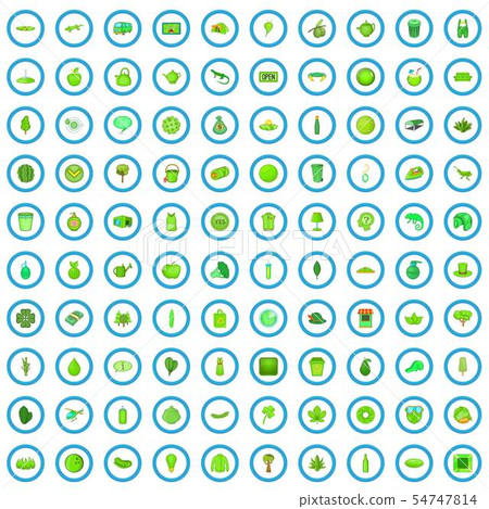 100 green icons set, cartoon style - Stock Illustration [54747814] - PIXTA