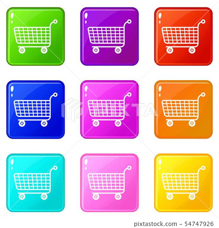Trolley icons set 9 color collection - Stock Illustration [54747926 ...