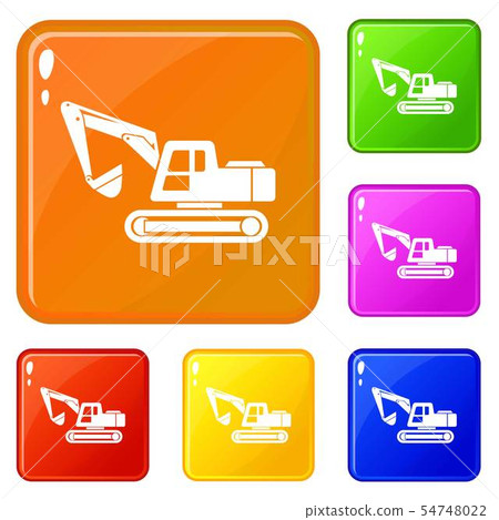 Digging machine icons set vector color-插圖素材 [54748022] - PIXTA圖庫