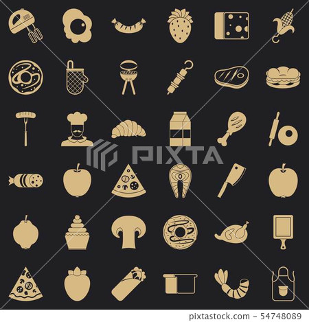 Tasty dish icons set, simple style - Stock Illustration [54748089] - PIXTA