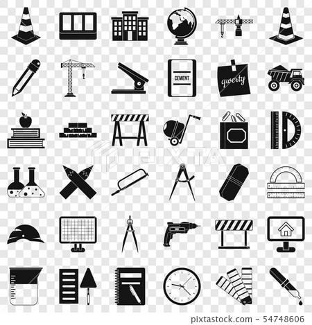 Construction icons set, simple style - Stock Illustration [54748606 ...