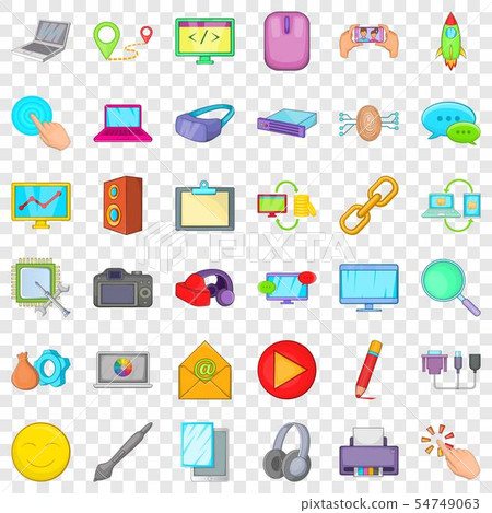 Computer part icons set, cartoon style - Stock Illustration [54749063 ...
