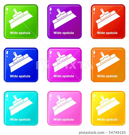 Wide spatula icons set 9 color collection - Stock Illustration ...