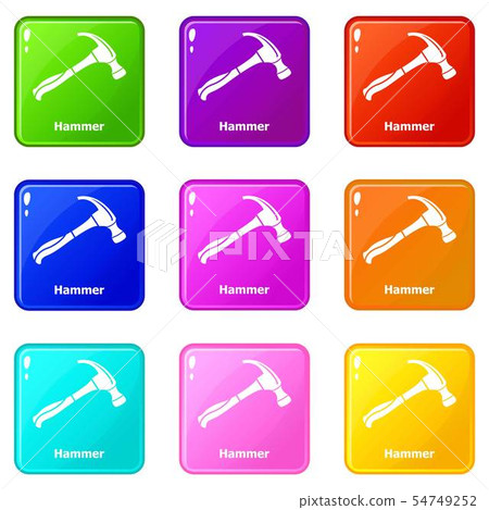 Hammer icons set 9 color collection - Stock Illustration [54749252] - PIXTA