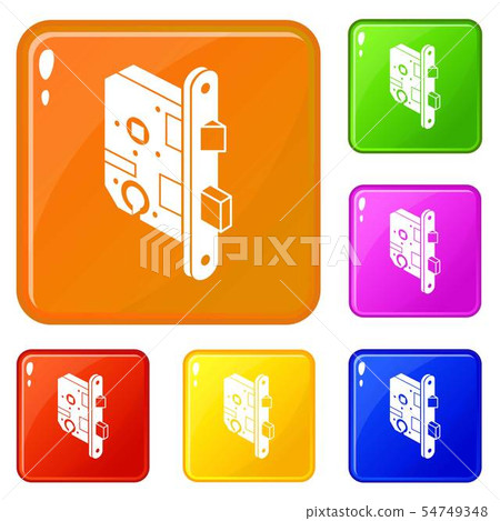 Standard door lock icons set vector color - Stock Illustration ...