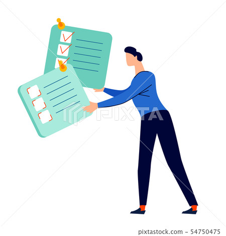 Man holds in hands task card with check marks - Stock Illustration ...