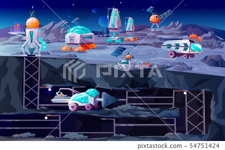 Space planet colonization vector cartoon - Stock Illustration [54751424 ...
