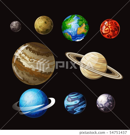 Solar system cartoon vector set - Stock Illustration [54751437] - PIXTA