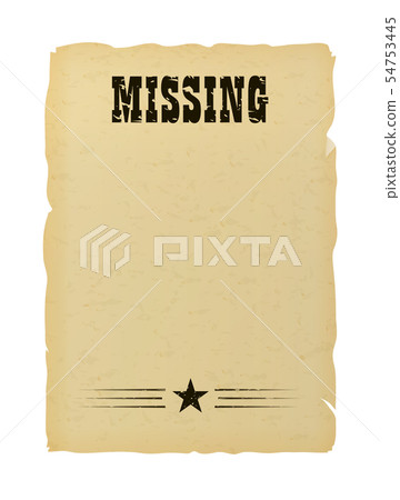 Old ripped missing paper poster. Wild west style - Stock Illustration ...