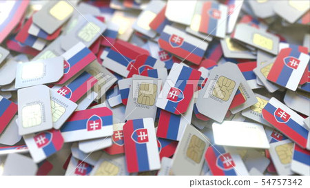 Many SIM cards with flag of Slovakia. Slovak... - Stock Illustration ...