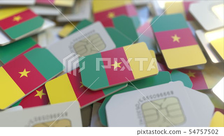 Many SIM cards with flag of Cameroon.... - Stock Illustration [54757502 ...