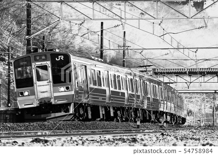 211 series national railway type ordinary train... - Stock Illustration ...