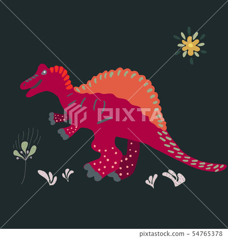 Spinosaurus hand illustration on black background - Stock Illustration ...