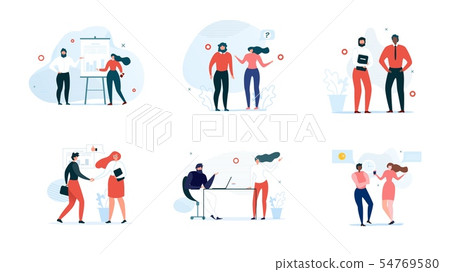 People Formal and Informal Having Conversation Set - Stock Illustration ...