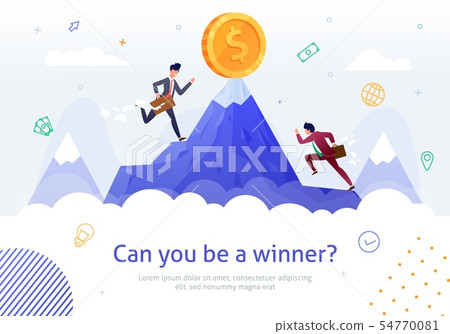 Winner in Business Competition Flat Vector Poster - Stock Illustration ...