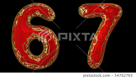 Number set 6, 7 made of realistic 3d render... - Stock Illustration ...