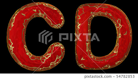 Realistic 3D letters set C, D made of gold...-插圖素材 [54782853] - PIXTA圖庫