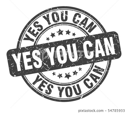 yes you can stamp. yes you can round grunge sign. - Stock Illustration ...