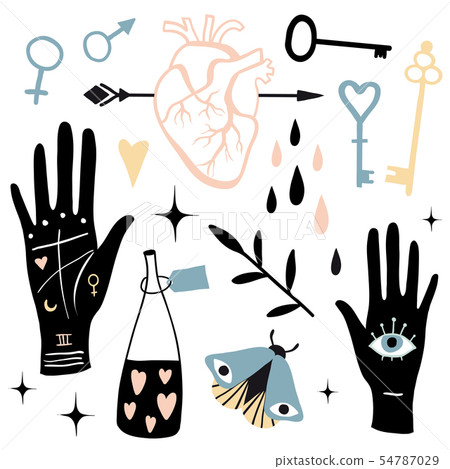 Vector witch magic design elements set - Stock Illustration [54787029 ...