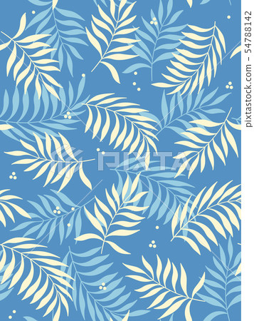 Tropical leaves seamless pattern on light blue... - Stock Illustration ...