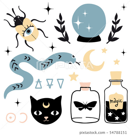 Vector witch magic design elements set - Stock Illustration [54788151 ...