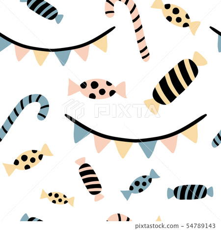 Seamless vector pattern with colorful candy - Stock Illustration ...