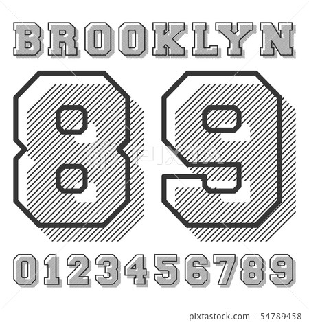 Brooklyn numbers t-shirt stamp. Minimal line - Stock Illustration ...
