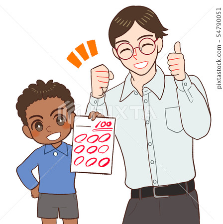 Children and teachers who boast of 100 points - Stock Illustration ...