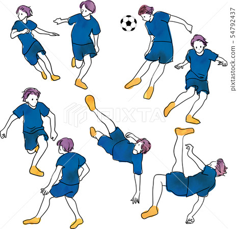 Loose hand-drawn style football pose collection - Stock Illustration ...