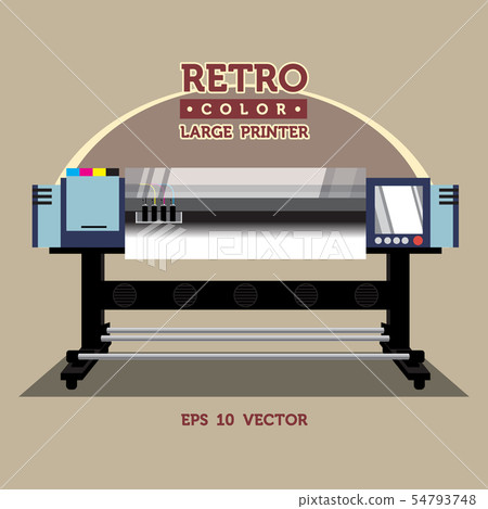 Retro color large printer - Stock Illustration [54793748] - PIXTA