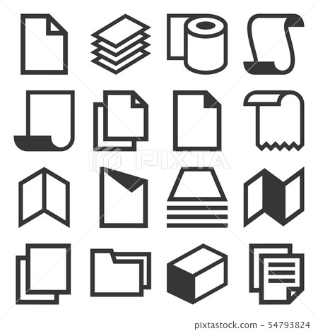 Paper Icons Set on White Background. Vector - Stock Illustration ...