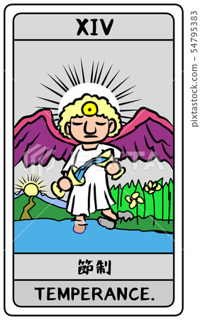 Tarot card 14-control cute Deformed Japanese... - Stock Illustration ...