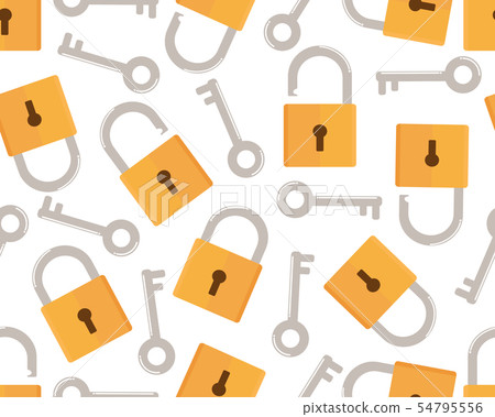 Seamless pattern of key and lock icon flat style - Stock Illustration ...