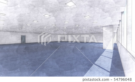 Office no fixtures Illustration style CG3 - Stock Illustration ...