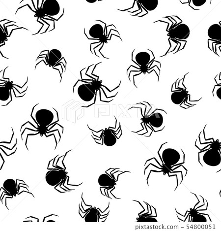 Seamless pattern with black widow spiders. - Stock Illustration ...