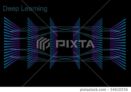 Neon 3D neural network with six layers - Stock Illustration [54810556 ...