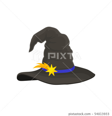 Dark gray wizard hat. Vector illustration on... - Stock Illustration ...