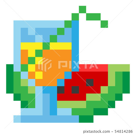 Watermelon Cocktail Pixel 8 Bit Video Art Icon - Stock Illustration ...