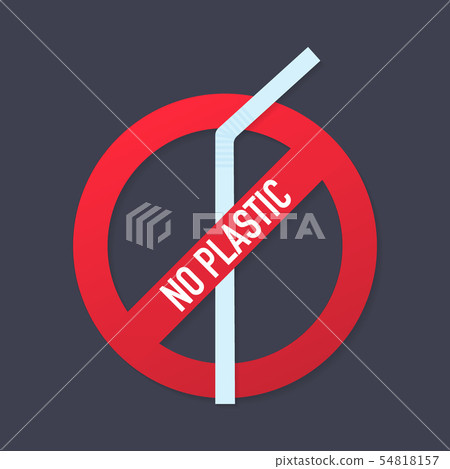 No plastic. Vector Icon prohibitive sign of... - Stock Illustration ...
