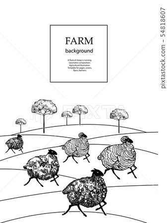 A flock of sheep is running. Agricultural... - Stock Illustration ...