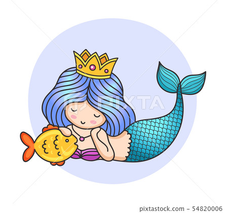 Mermaid stroking golden fish. - Stock Illustration [54820006] - PIXTA