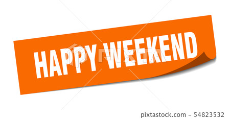 happy weekend sticker. happy weekend square - Stock Illustration ...