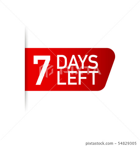 7 days left red label on white background. Vector - Stock Illustration ...