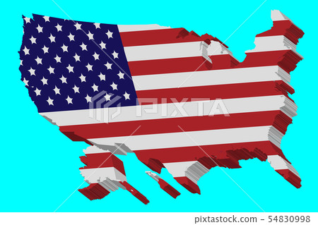 3D vector flag map of the USA - Stock Illustration [54830998] - PIXTA