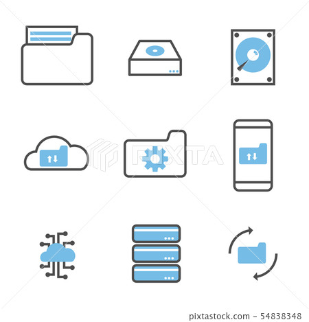 set of data storage and processing icons - Stock Illustration [54838348 ...