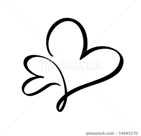 Calligraphy vector two Heart love sign.... - Stock Illustration ...
