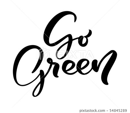Go green logo calligraphy lettering text. World... - Stock Illustration ...